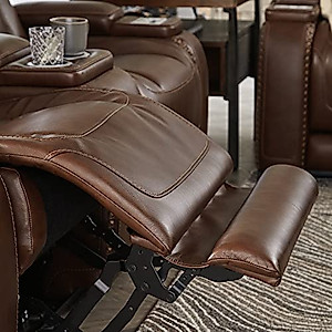 Signature Design by Ashley The Man-Den Reclining Sofa, Mahogany