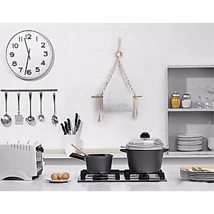 Eiyye Handmade Paper Towel Holder Boho Paper Towel Holder Cotton Rope Macrame Toilet Paper Holder Towel Rack for Bathroom Kitchen