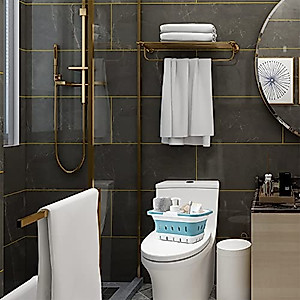 ANNIYA Plastic Caddy for Cleaning Supplies Products, Storage Collapsible Basket with Handles, Box Organizer Bin for Bathroom, Kitchen, College Dorm,Gym (Blue 1 pack)