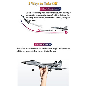 NEXTAKE RC Fighter Jet, 2.4GHz Remote Control Aircraft Warplane Fighter Remote Control Warcraft EPP Plane RC Warplane Glider Throw to Fly Drone with Smart Gyroscope (Gray)