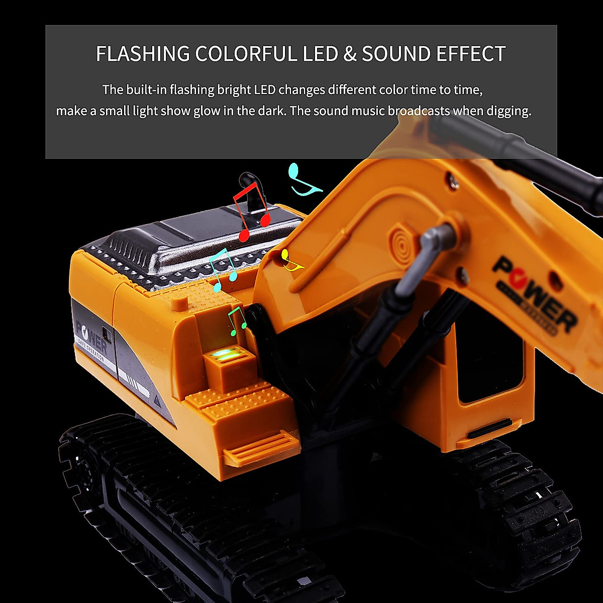 GearRoot Remote Control Excavator Construction Vehicle with Sound & Lights, Rechargeable RC Truck Excavator Toys for Boys Gift
