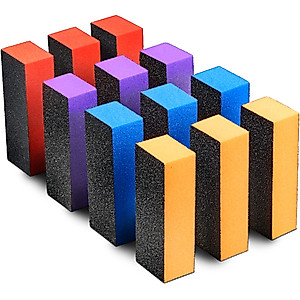 Nail Buffer Block, 12 pcs 4 Sided Sanding Buffers for Acrylic and Natural Nails, Medium 60/80 Grit Nail Buffing Block & Pedicure Manicure Tool by CHELLO