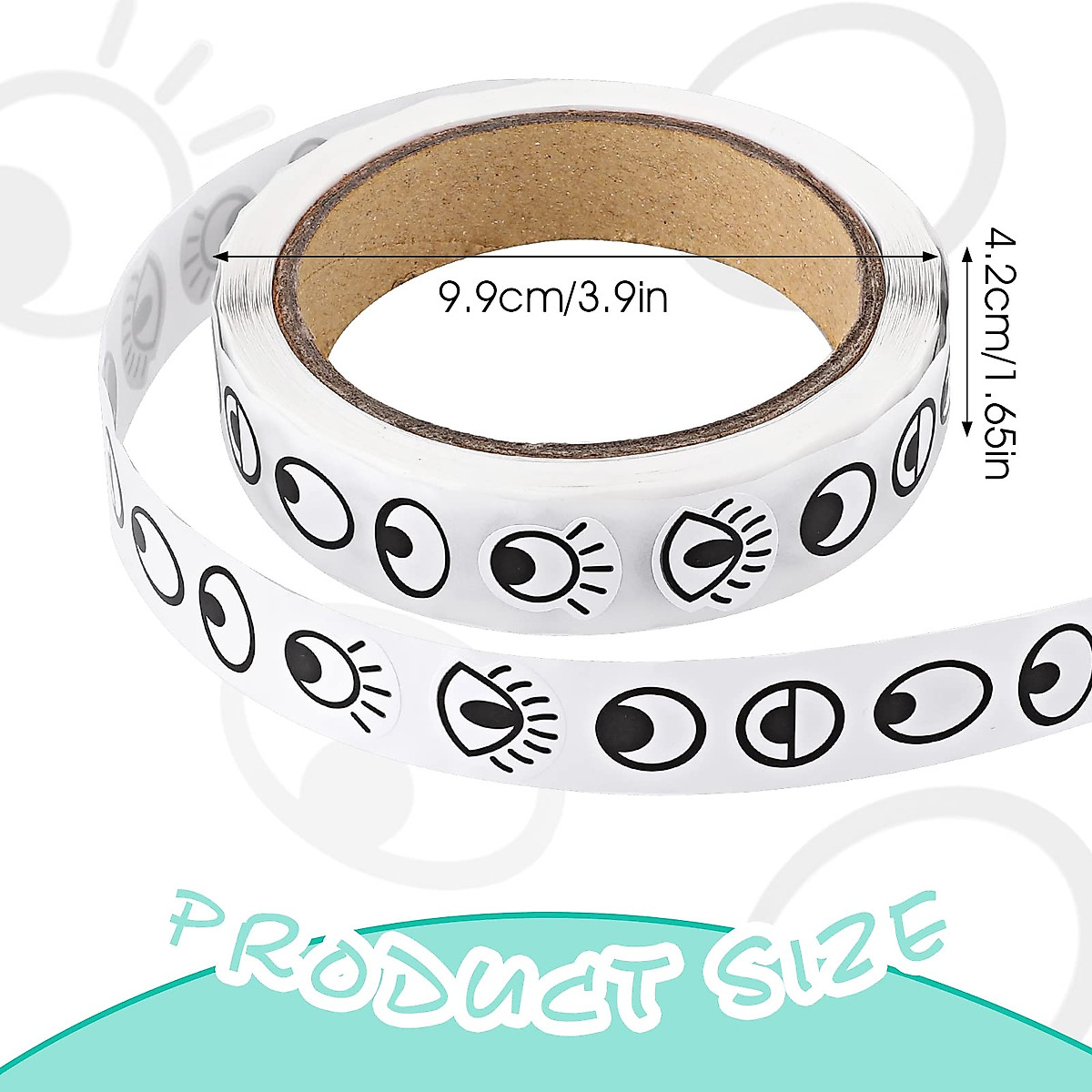 THINP Eye Stickers, 1000 Pcs Self-Adhesive Stickers, Children Stickers, Cartoon Mini Labels for DIY Crafts, Scrapbook, Notebook, Party Favor (Black)