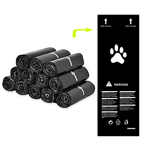 Umtiti Dog Poop Trash Can with Lid for Outdoors，12-Liter Trash Can with 180PCS Black Plastic Bags, Pet Waste Container，Black-Y+180BK