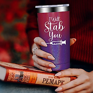 Fufandi I Will Stab You Nurse Tumbler - Nurse Gifts for Women - Nurse Practitioner Gifts - Funny Nurses Birthday, Appreciation, Christmas, Week Day Gifts for Nurses, Doctors, Assistant - Tumbler Cup