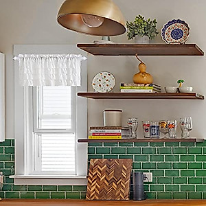 WestWeir White Ruffle Kitchen Valances for Windows- Valance Curtain for Living Room,Farmhouse Decor 50 w x 18 inch Length 1 Panel