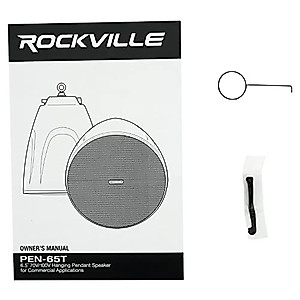 Rockville (6) PEN-65T Black 6.5" 70V Hanging Pendant Speaker Commercial/Restaurant
