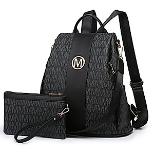 MKP COLLECTION Women Fashion Backpack Purse Multi Pockets Anti-Theft Rucksack Travel Shoulder Bag Handbag Set 2pcs