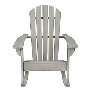 SAFAVIEH PAT7042A Outdoor Collection Brizio Teak Rocking Adirondack Chair