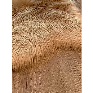 LAMBZY Faux Sheepskin Super Soft Hypoallergenic Silky Shag Rug for Living Room, Kids Room, Sofa (Quarto 4 Pelts 4'x6', Beige)