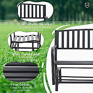 Outsunny Patio Glider Bench Outdoor Swing Rocking Chair Loveseat with Power Coated Sturdy Steel Frame, Black