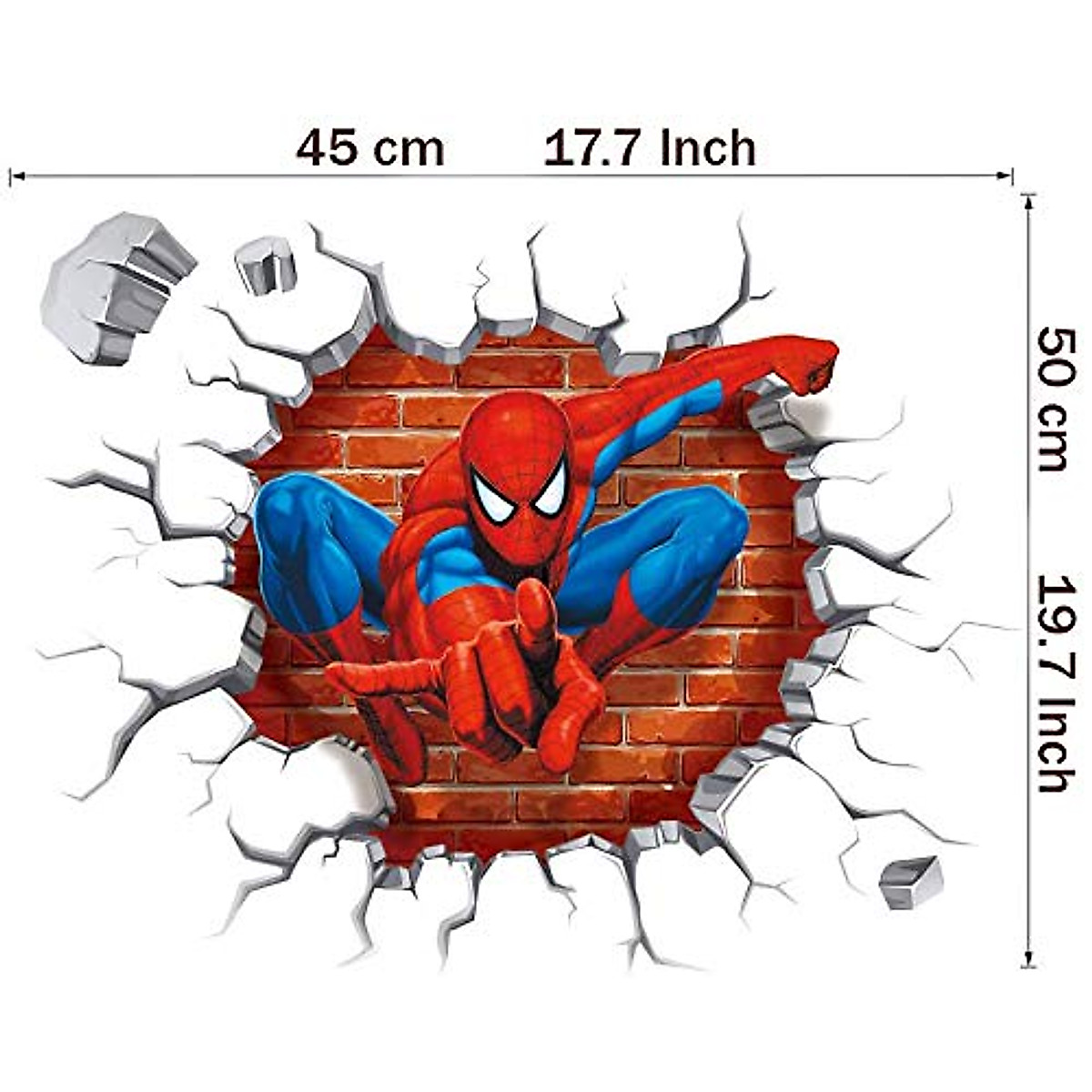 SchwartsCount Spiderman Wall Decals for Boys Room - Peel & Stick Wall Superhero Decor - Spiderman Nursery Stickers and Decals - Removable Kids Room Stickers - (17.7x19.7 Inch) 50x45cm