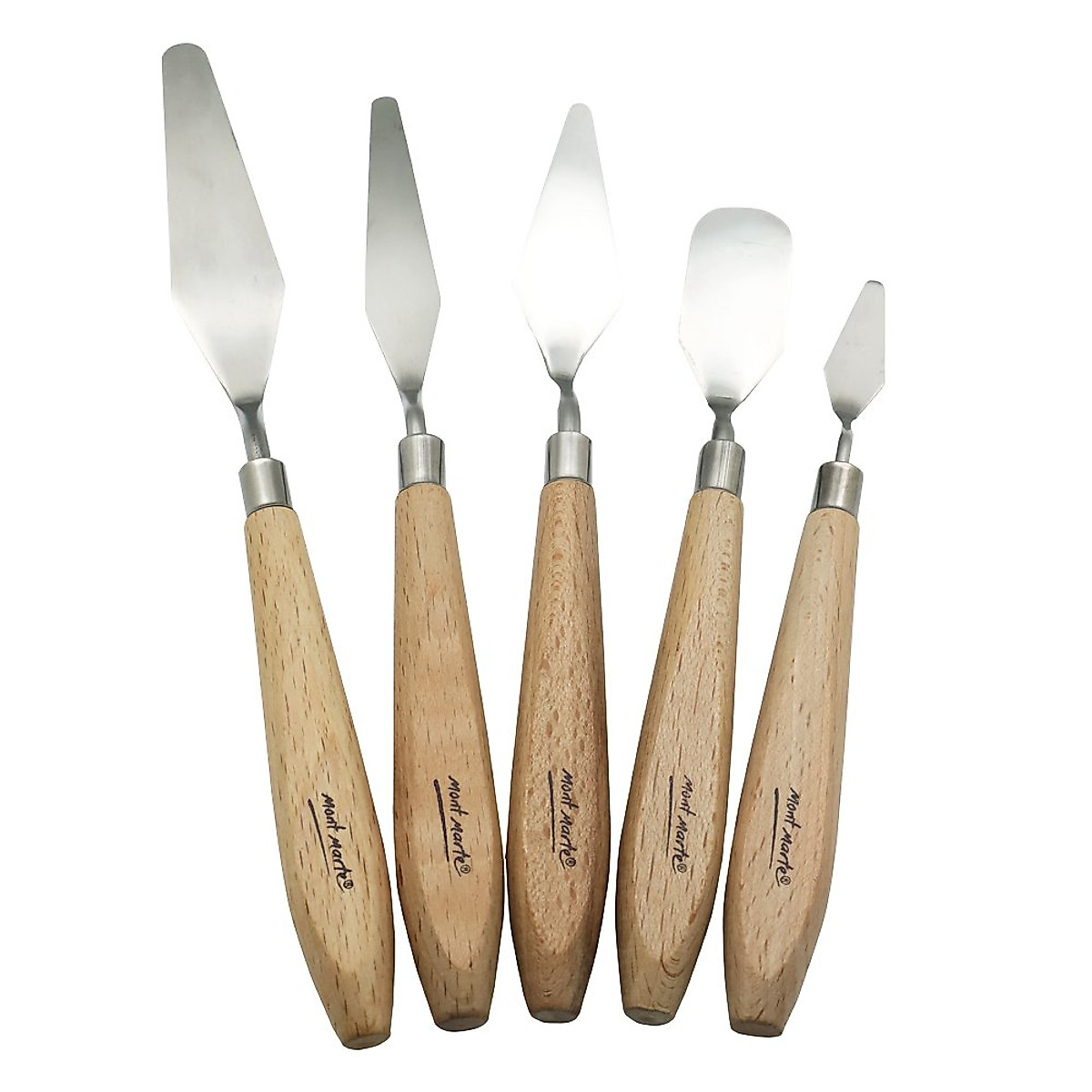 Mont Marte Studio Palette Knife Set, 5 Piece. Selection of Different Sizes and Styles of Stainless Steel Palette Knives.