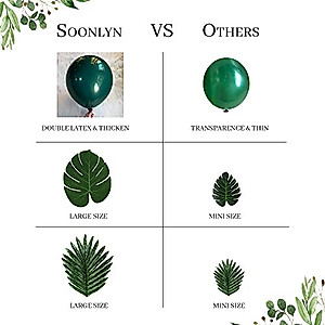 Soonlyn Jungle Party Decorations Balloon Garland Arch Kit 125 Pcs, Double Stuffed Emerald Green Gold Matellic White Balloons with Large Leaves for Safari Birthday Party Decorations Baby Shower