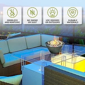 Anywhere Fireplace Oasis Tabletop Fireplace, Portable Ventless Gel Fuel Fireplace with Polished Stones, Elegant Tabletop Smokeless Fireplace for Indoor or Outdoor Use (Stainless Steel)