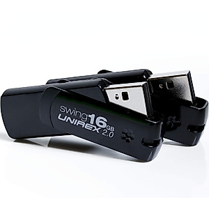 Unirex 2 Pack Swing 16GB USB 2.0 Thumb Drive, Black | Memory Stick Storage is Compatible with Computer, Tablet, or Laptop