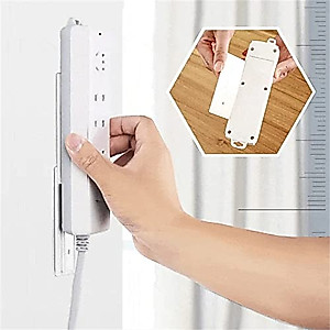 4 Pcs Adhesive Punch-Free Socket Holder, Self-Adhesive Desktop Socket Fixer, Desktop Mountable Plug-in Socket Fixer Bracket Stand for Kitchen Home Office (White)
