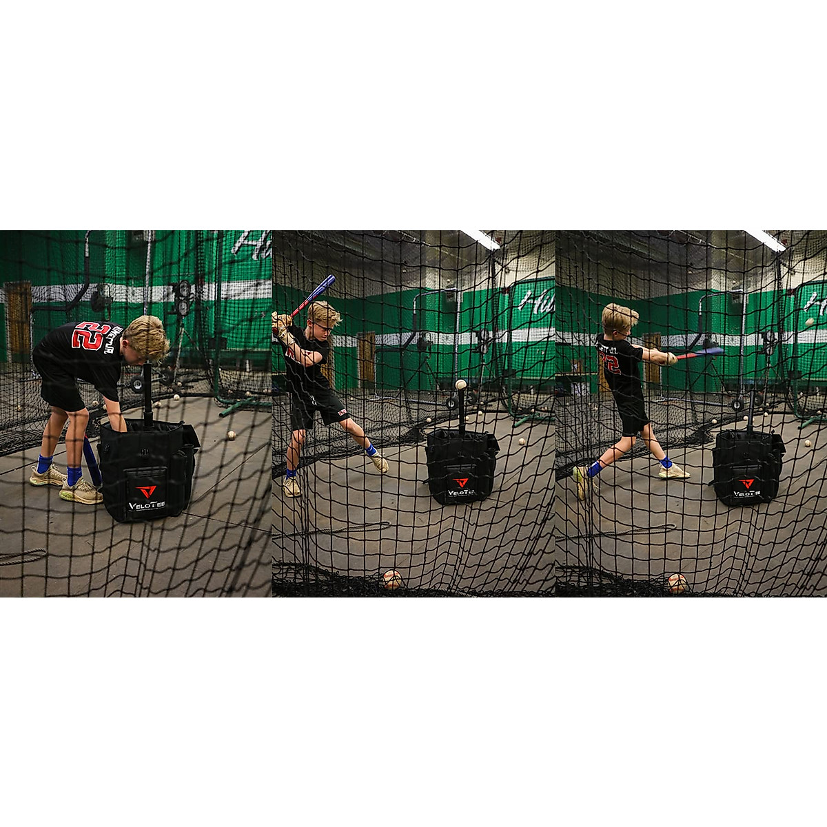 VeloTee | Home Plate Baseball & Softball Bat Bag | Softball and Baseball Coaches Bag | Baseball Bucket Backpack with Built in Batting Tee