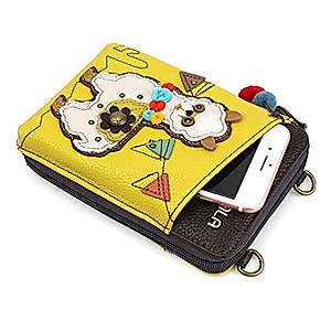 CHALA Wallet Crossbody Cell Phone Purse-Women Faux Leather Multicolor Handbag with Adjustable Strap - Llama Mustard