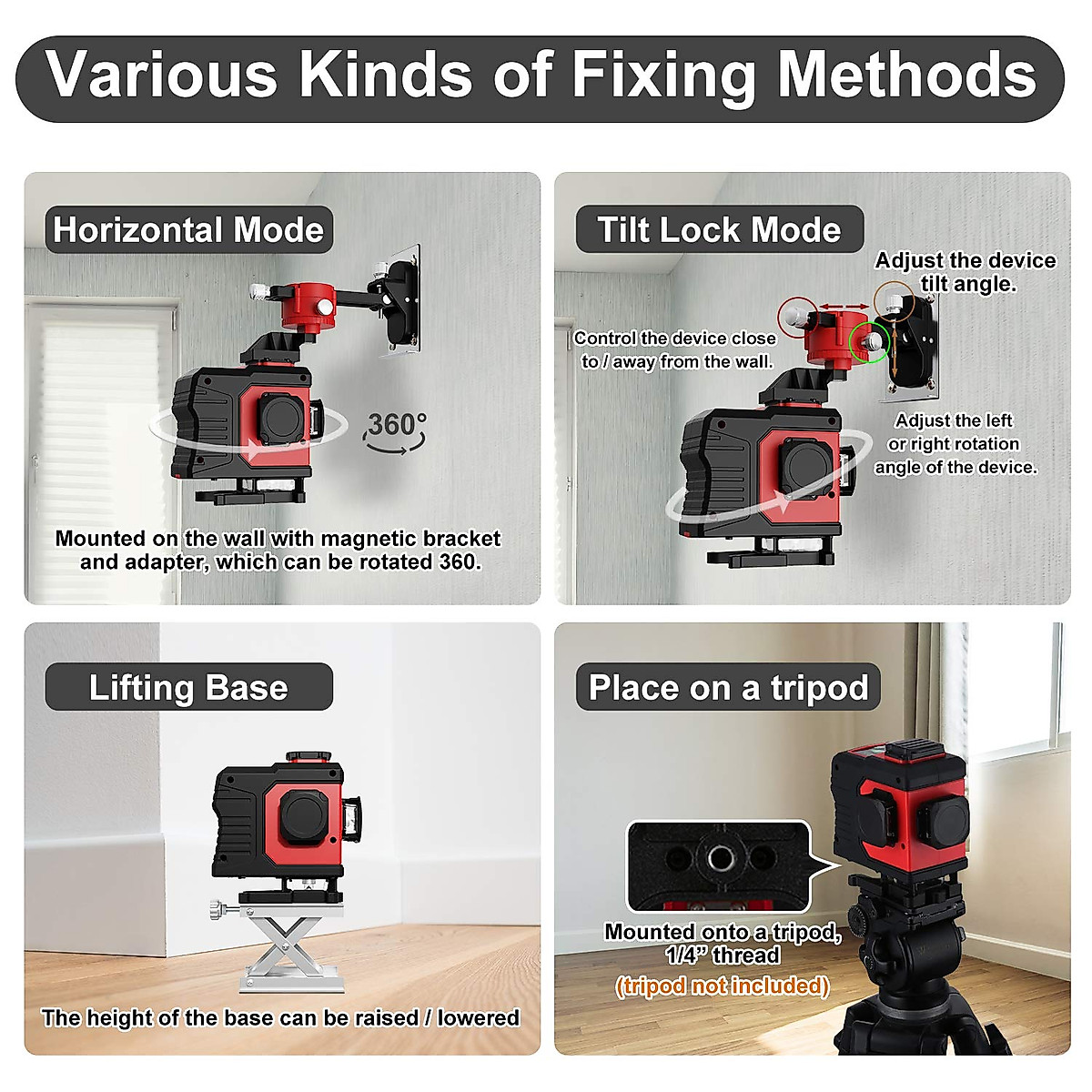 WETOLS 12 Lines Laser Level, 3x360° 3D Green Cross Line, Rechargeable Batteries, Remote Controller, Switchable & Auto Self-Leveling, Three-Plane Leveling & Alignment, with Portable Toolbox WE-185