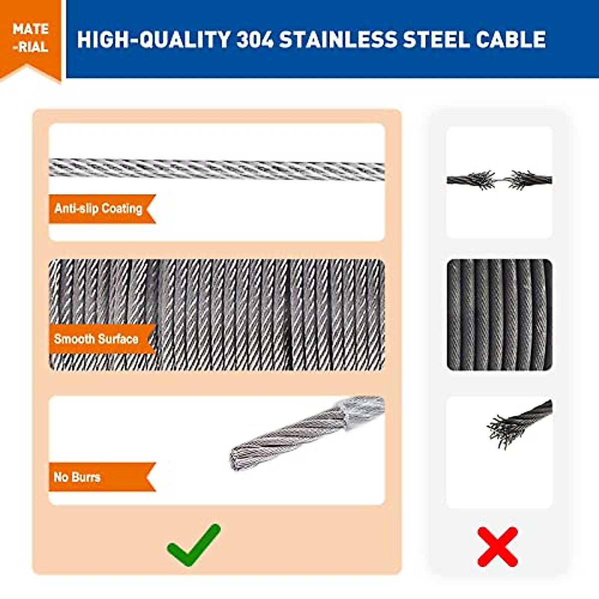 MAGZO Stainless Steel Clothesline Portable Detachable Laundry Wire Vinyl Coated Clothesline Wire Kit with Tightener System Hanging Rope Cable Set for Curtain/Car/Garage/Outdoor/Indoor/Travel (30FT)