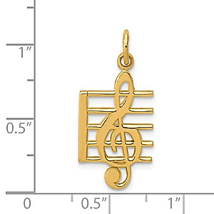 The Black Bow 14k Yellow Gold Treble Clef and Staff Pendant