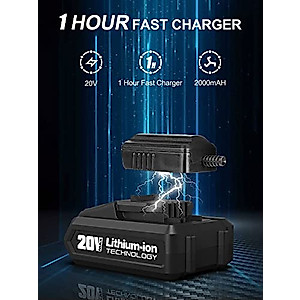 WESCO 20V Cordless Impact Wrench, 1/2",1602 In-lbs(180N.m),2.0A Li-ion Battery, LED Light 3 Pcs Drive Impact Sockets and 1 Hour Fast Charger
