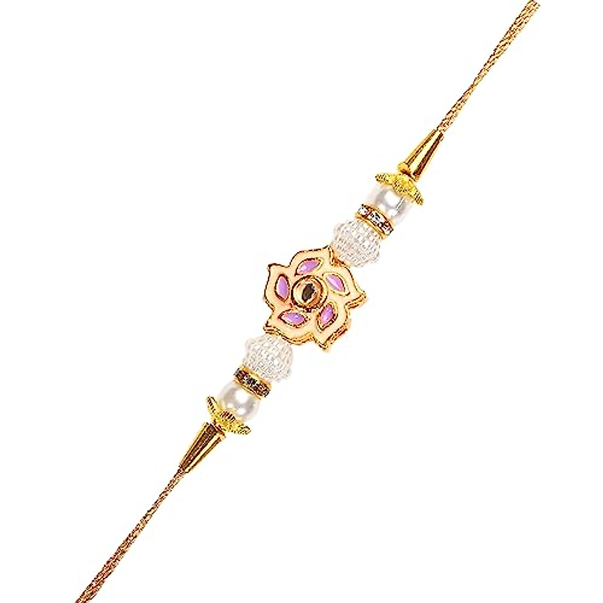 Tarini Gallery Set of 2 Rakhi for Brother Bhabhi Bhatija Bhaiya Bhai Raksha Bandhan gift Rakhi Thread Chain with Roli Chawal and Greeting card gift pack in pouch/Potli bag (Minakari)