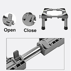 Fridge Stand with 4 Strong Feet Dryer Stand- Refrigerator Stand Height 3.9/5.9/7.8in Adjustable 1.1in Length/width 17.7-25.5in Washer Pedestal Dishwasher Base Stand (3.9inch,gray)