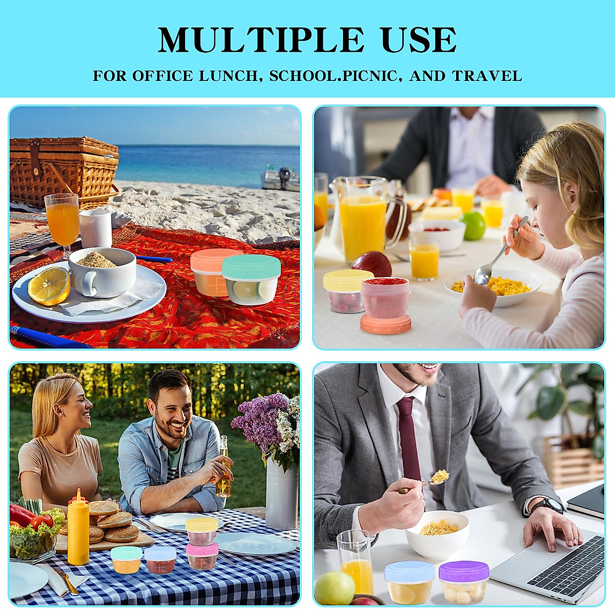 TOUWMX 12 Pack Salad Dressing Containers, 2oz Leakproof Sauce Containers with Lids, Portable Lunch Box Accessories, BPA Free, Microwave & Dishwasher Safe