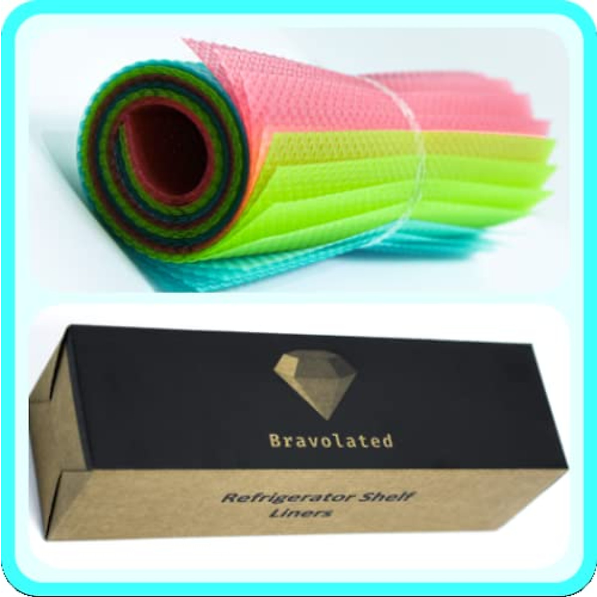 Bravolated 12 Pack Refrigerator Mats Shelf Liners for Glass Shelves (4 Green 4 Blue 4 Red) Fridge Liners Washable Pads Liners for Refrigerator EVA Shelf Liner