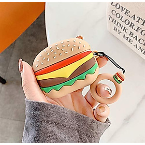 Coralogo Case for Airpods Pro 2019/Pro 2 Gen 2022 Cute, 3D Unique Character Soft Silicone Cartoon Airpod Skin Funny Fun Cool Keychain Design Kids Teens Girls Boys Cover Cases Air pods Pro (Hamburger)