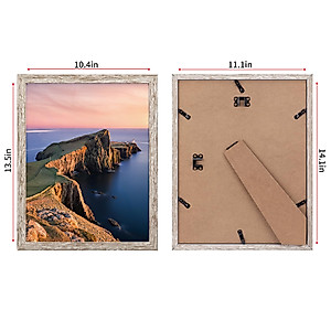 Giftgarden 11x14 Picture Frame Distressed Beige White Set of 12, Multi Rustic Wood Grain 11 by 14 Photo Frames Bulk for Wall or Tabletop Display