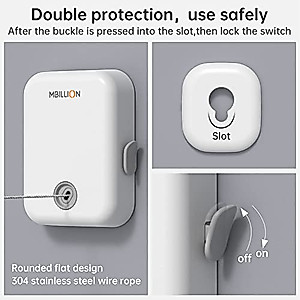 Mbillion Retractable Clothesline Indoor Outdoor,Heavy Duty Clothes Drying Laundry Line Retracting Hanging Clothes Line with Lock to Prevent Sagging White