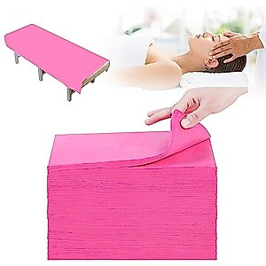 100Pcs Disposable Bed Sheets,31''x71'' Waterproof Massage Table Sheet Protector Non Woven Fabric Bed Cover for Massage Therapy Tattoo Beauty Salon Hotels Esthetician (Pink)