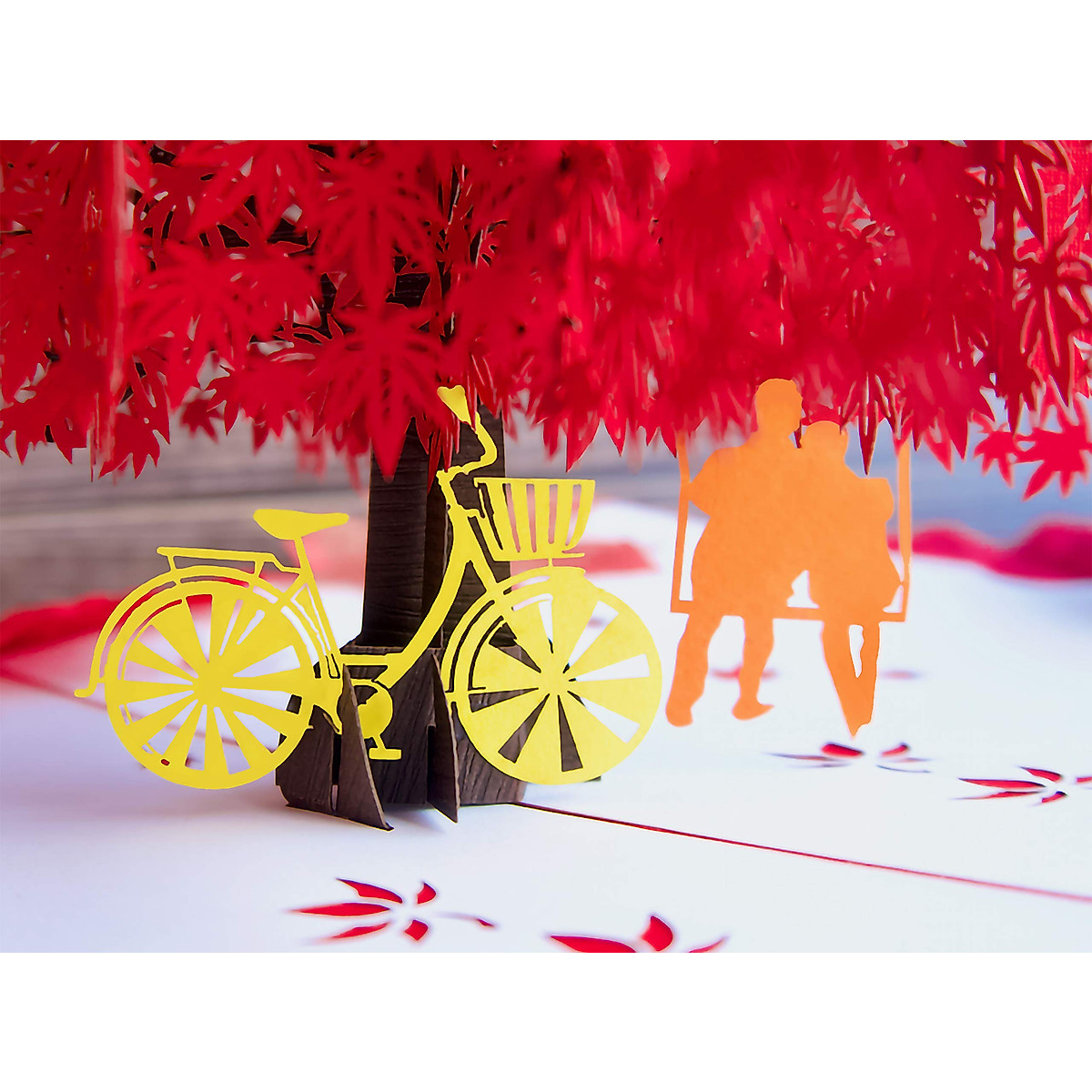 Valentiens Day Card | Pop Up Anniversary Card for Wife Her Parents | 3D Valentines Day Birthday Wedding Bridal Shower Card for Significant Other (Size 6 x 8 in - Maple Swing Couple).