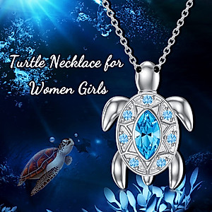 AOBOCO Sea Turtle Urn Necklace for Ashes 925 Sterling Silver Turtle Cremation Keepsake Necklace Memorial Jewelry for Women