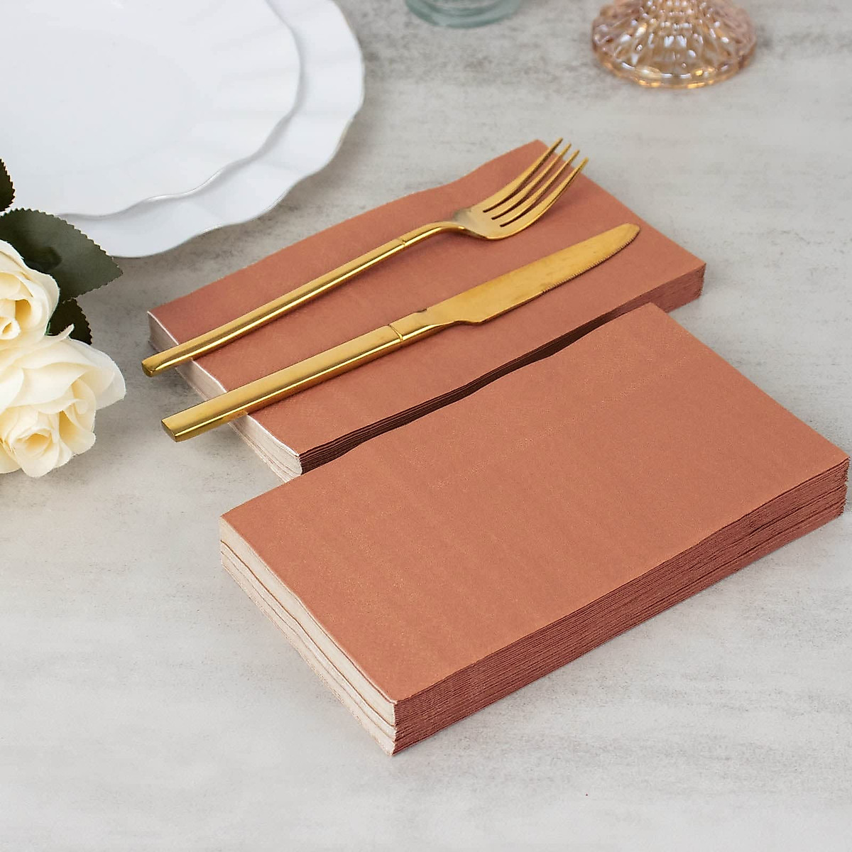 Tableclothsfactory 50 Pack | 2 Ply Soft Terracotta Dinner Party Paper Napkins, Wedding Reception Cocktail Beverage Napkins