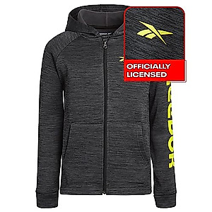 Reebok Boys' Sweatsuit - Active Fleece Zip Hoodie Sweatshirt and Jogger Sweatpants (2T-12), Size 10, Black Straided