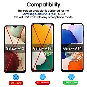 amFilm (3 Pack) Tempered Glass Screen Protector Compatible with Samsung Galaxy A14 5G 6.6" with Easy Installation Kit, Case Friendly, Bubbles-Free