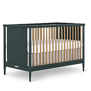 Dream On Me Clover 4-in-1 Modern Island Crib with Rounded Spindles in Olive, Convertible Crib, Mid-Century Meets Modern, Coordinates with The Clover Changing Counter