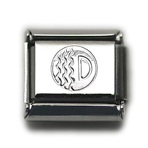 Dolceoro Alphabet A Letter Initial, 9mm Traditional Classic Type Italian Modular Charm Bracelet Link - Stainless Steel