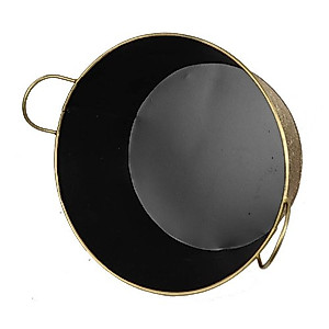 The Lucky Clover Trading Metal Round Foil Handle Basket, Gold