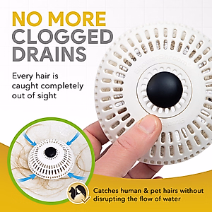 ShowerShroom Stealth Shower Hair Drain Catcher - Hair Stopper for Shower Drain, Bathtub, and Bathroom Sink, Will Not Impede Water Flow, Bathtub Hair Catcher for Drain with No Installation Required