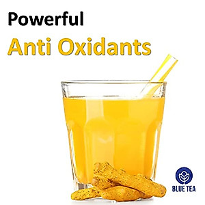 BLUE TEA - Turmeric Ashwagandha Tea - 30 Plant Based Tea Bags | PRIME SAVING DAY | AYURVEDIC BLEND | Turmeric Tea - High in Curcumin - CAFFEINE FREE | Non-GMO - Vegan - Gluten Free | Reusable Tin Pack