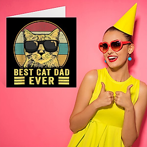 Birthday Cards for Dad from the Cat - Best Cat Dad Ever - Cat Fathers Day Card from Cat for Dad, Funny Cat Dad Papa Pops Gifts, 5.7 x 5.7 Inch Joke Happy Birthday Greeting Cards Gift for Daddy Papa
