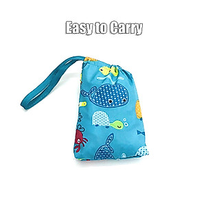 HIVVI Long Sleeve Baby Bib, Attaches to Highchair, Waterproof & Portable (Blue Seaworld)