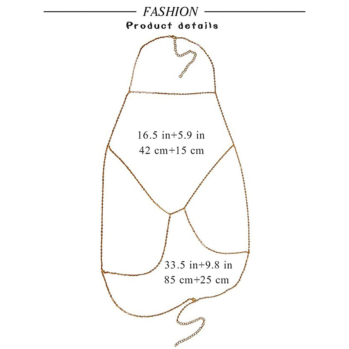 TWINKLEDE Boho Body Chain Bra Gold Chest Chains Festival Rave Harness Chain Summer Beach Bikini Body Chain Jewelry for Women and Girls