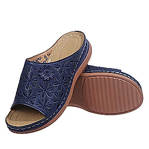 justHIGH Women's Open Toe Classic Roman Style Sandals Stretch Flatform Slide Sandal