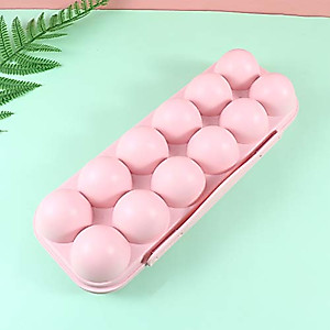 DOITOOL 2PCS Plastic Egg Holder for Refrigerator Deviled Egg Tray with Lid,Kitchen Shockproof Plastic Egg Storage Container for Fridge (Pink)
